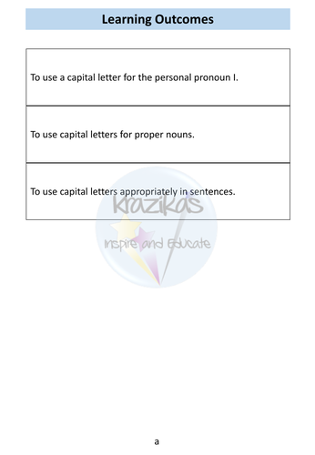 Entry Level 1 Functional Skills English - Writing - Capital Letters ...
