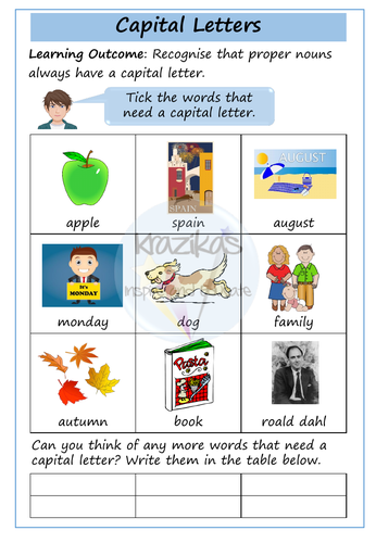 Entry Level 1 Functional Skills English - Writing - Capital Letters ...