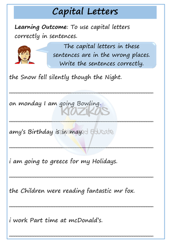 Entry Level 1 Functional Skills English - Writing - Capital Letters ...