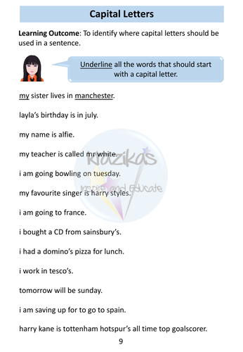 Entry Level 1 Functional Skills English - Writing - Capital Letters ...