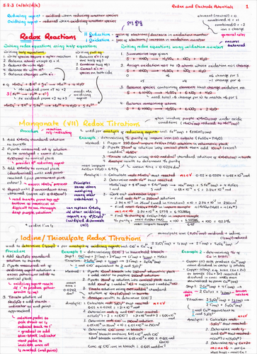 OCR A Level Chemistry Redox & Electrode Potentials Revision Poster ...