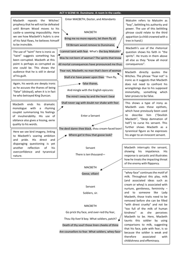 Macbeth Act 5 Fully Annotated | Teaching Resources