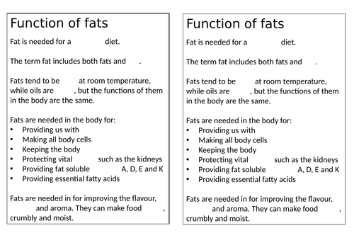 Nutrition: Fats | Teaching Resources