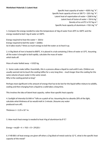 Materials 2 - Thermal Properties of Materials | Teaching Resources