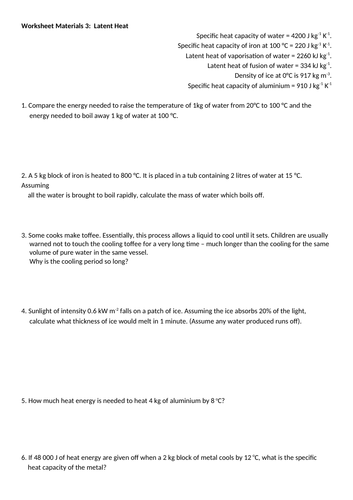 Materials 2 - Thermal Properties of Materials | Teaching Resources