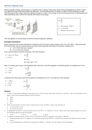 Inverse Square Law | Teaching Resources