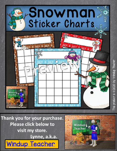 Snowman Sticker Charts | Teaching Resources