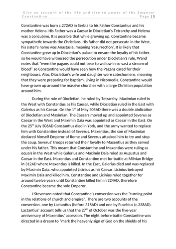 Constantine's Early Life and Rise to Power | Teaching Resources