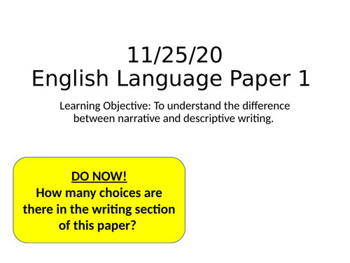 AQA Language Paper 1 SEN | Teaching Resources