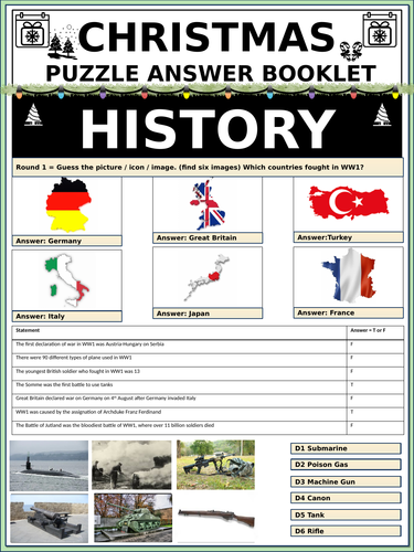 History Christmas Puzzle Work Book | Teaching Resources