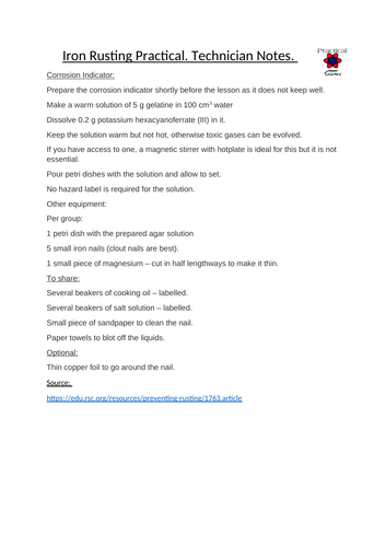 Rusting. New method Practical and Results. | Teaching Resources