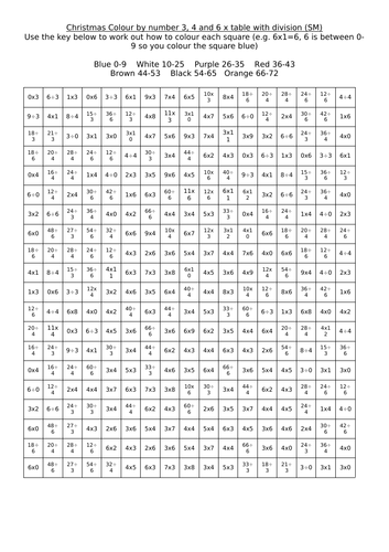 3, 4 and 6 x table Christmas Colour By Number (5 worksheets) | Teaching ...