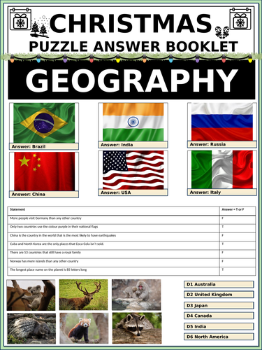 Christmas Geography Puzzle Work Book | Teaching Resources