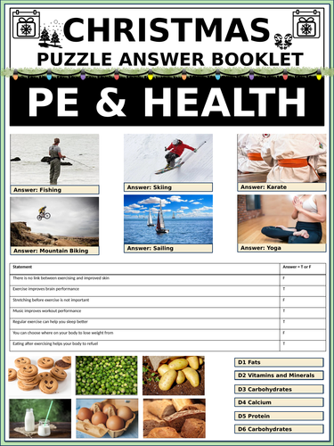 PE Christmas Puzzle Work Book | Teaching Resources
