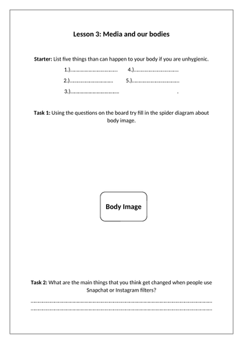 Body Image and Social Media - KS3 (Key Stage 3) | Teaching Resources