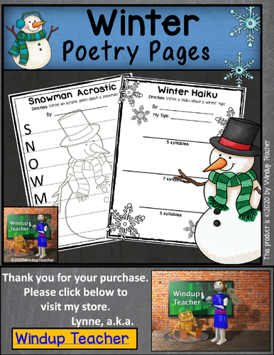 Winter Poem Writing Activity Sheets - Acrostic and Haiku Poetry ...