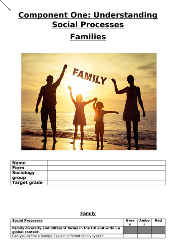 GCSE Sociology Workbook - Family | Teaching Resources