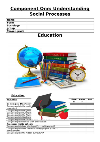 GCSE Sociology Workbook - Education | Teaching Resources
