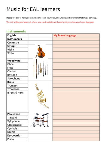 Music for EAL learners 1 | Teaching Resources