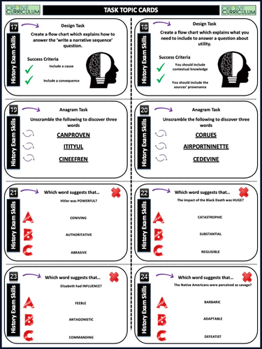 History Topic Cards KS3 and GCSE | Teaching Resources