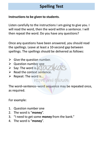 English Functional Skills - Entry Level 1 Spelling Tests | Teaching ...