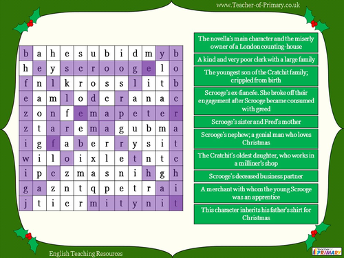 A Christmas Carol Word Search | Teaching Resources