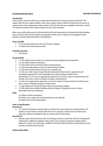 Year 13 A level Chemistry Practical Endorsement Sheets | Teaching Resources