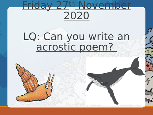 The Snail and the Whale- Writing an Acrostic Poem about the Snail or ...