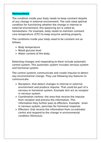 Homeostasis GCSE Biology AQA in detail notes with Questions | Teaching ...