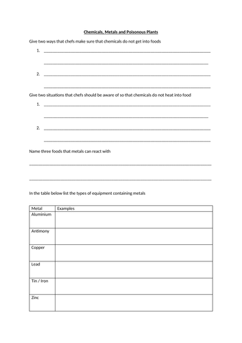 Chemicals, Metals and Poisonous Plants AC 4.1, AC4.4, AC 4.5 | Teaching ...