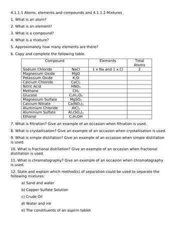 Atomic Structure & Periodic Table Worksheets | Teaching Resources