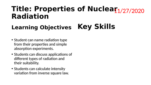 Properties of Nuclear Radiation | Teaching Resources