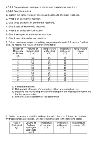 AQA GCSE Energy Changes Worksheets | Teaching Resources