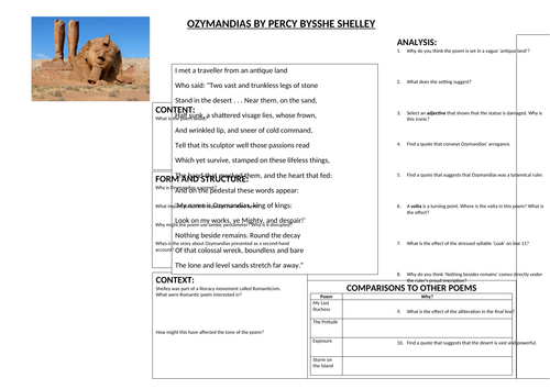 Ozymandias Revision | Teaching Resources
