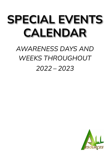 Awareness Days and Events Calendar (free resource) | Teaching Resources