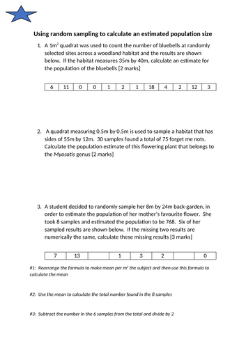 Estimating population size (AQA A-level Biology) | Teaching Resources