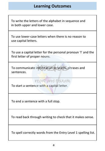 English Functional Skills Entry Level 1 Writing Workbook | Teaching ...