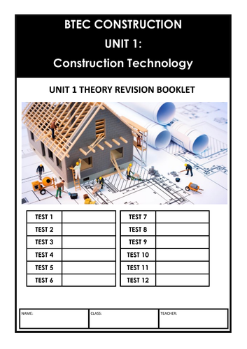 BTEC CONSTRUCTION: UNIT 1 STUDENT WORKBOOK | Teaching Resources