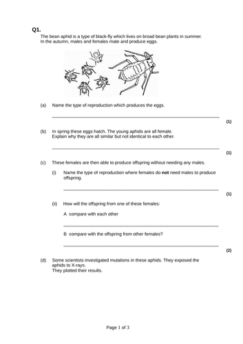 AQA GCSE Biology (9-1) B13.1-2 - Types of reproduction & Cell division ...