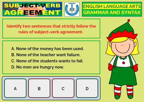 SUBJECT-VERB AGREEMENT: 54 BOOM CARDS | Teaching Resources