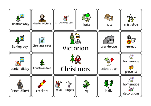 Victorian Christmas Keyword Wordmat (Widgit) | Teaching Resources