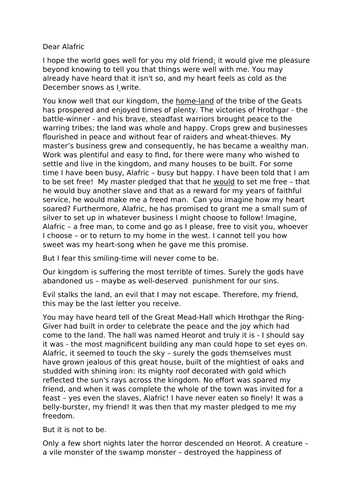 Letter about Grendel | Teaching Resources