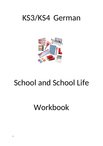 KS3 and GCSE German Workbook School and School Life | Teaching Resources