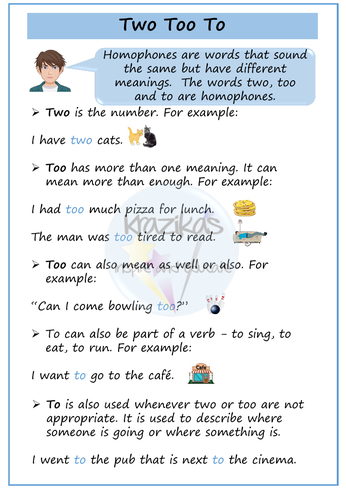 Functional Skills English - Entry Level 1 - Homophones - Two, Too, To ...