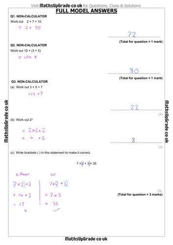 BIDMAS BODMAS - GCSE Exam Questions | Teaching Resources