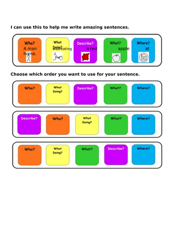 Colourful semantics desk mat | Teaching Resources
