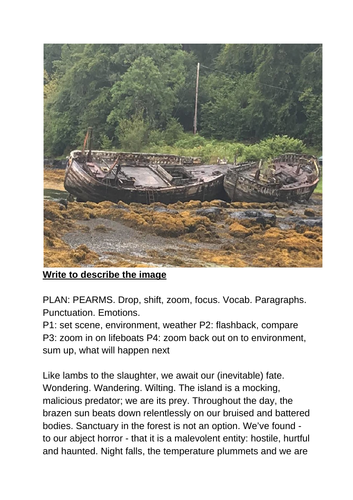 Model example for write to describe - KS3 and KS4 - shipwrecked on an ...