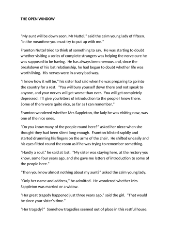 KS3 English - Reading Comprehension Lesson & Plan - 10, "The Open ...