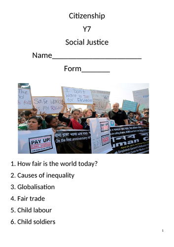 Social Justice Unit of Work Suitable for KS3 | Teaching Resources