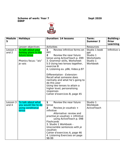 Year 7 Studio 1 French Full Scheme of Work | Teaching Resources